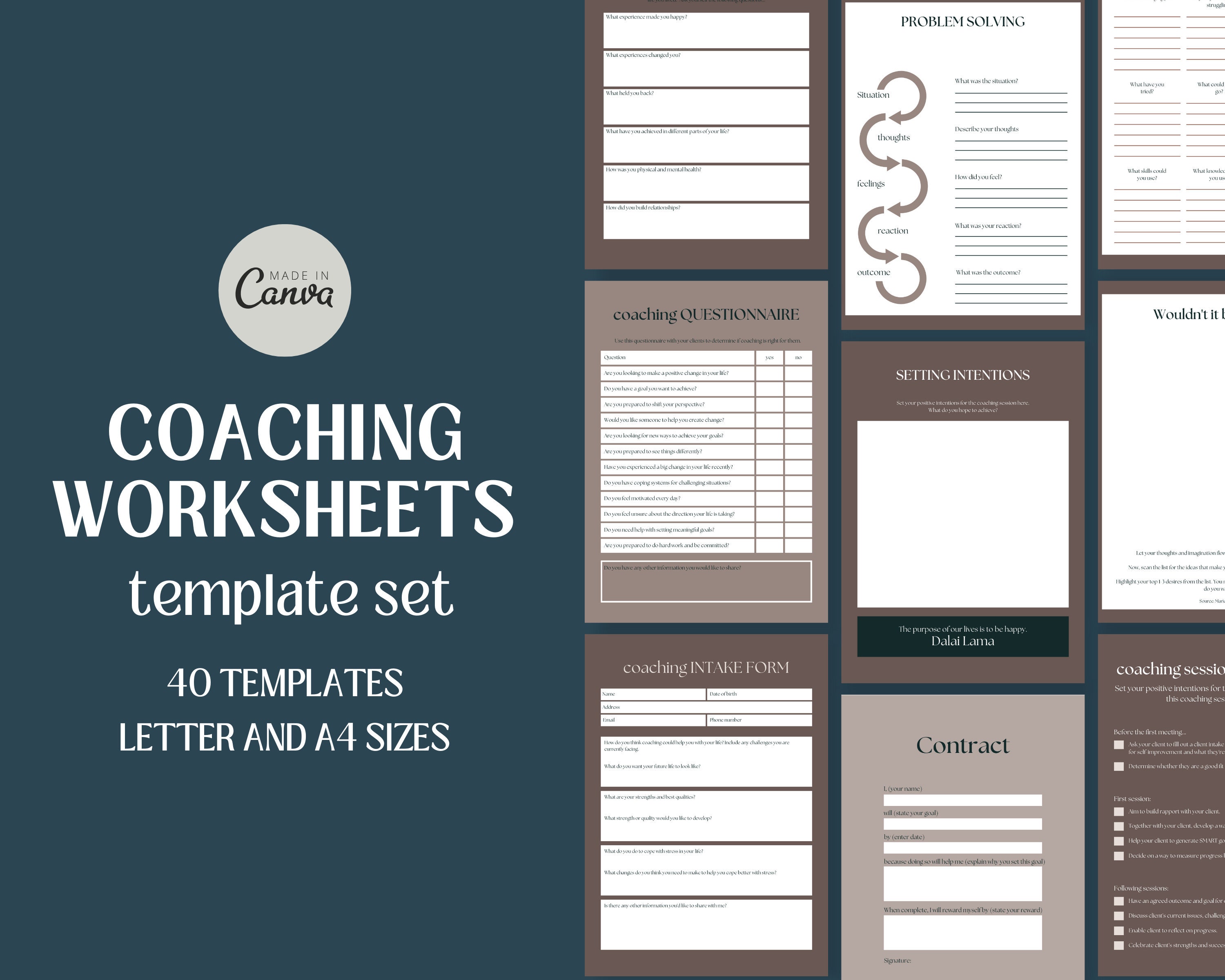 Coaching Worksheet Canva Templates, Done-for-you, Life Coaching ...