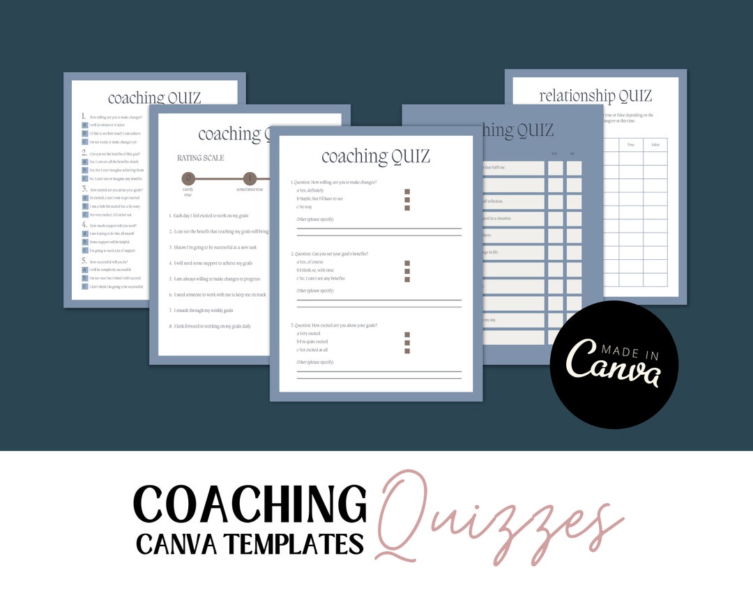 Coaching Quiz Templates, Quiz Template Bundle, Coaching Intake Forms ...