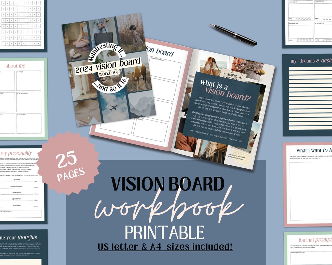 Vision Board Workbook Printable, Manifestation Workbook, Vision Board ...