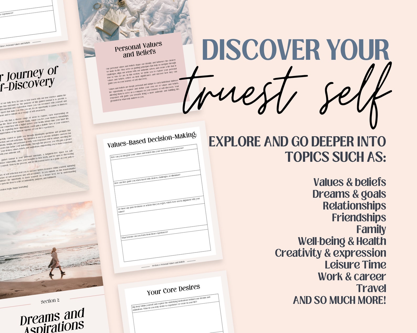 Self Discovery Workbook Printable to Clarify Life Purpose Core Values ...