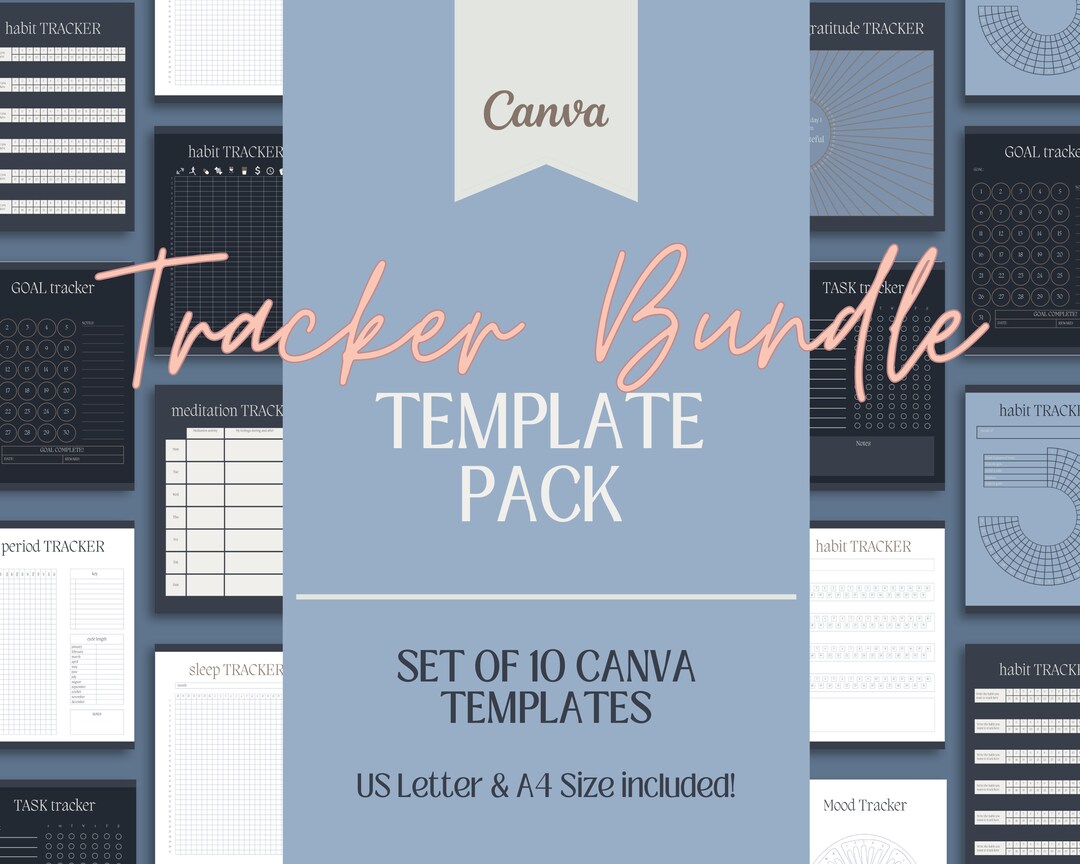 Tracker Template Bundle, Habit Tracker Printable, Sleep Tracker, Mood ...