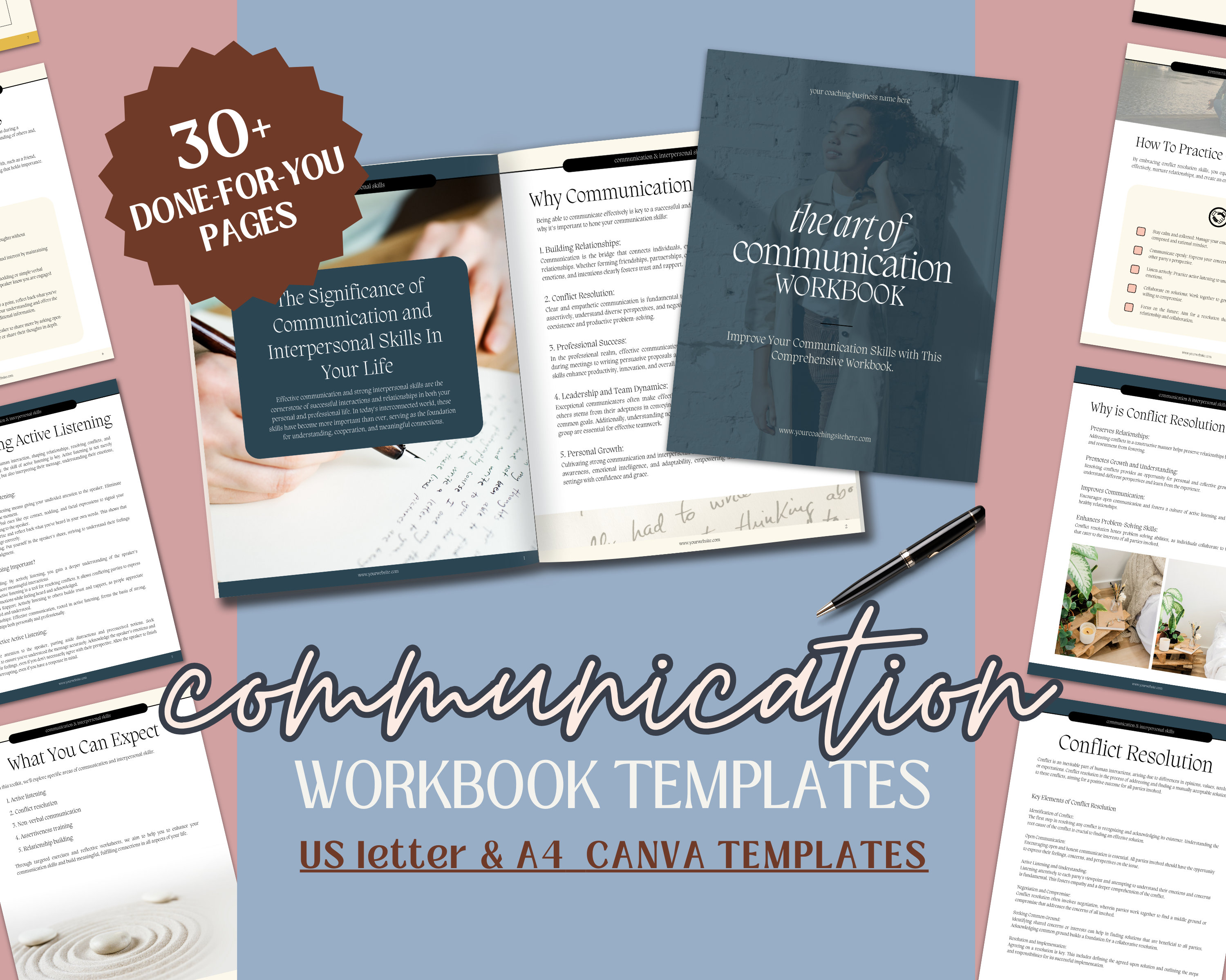 Communication Workbook Canva Template: Coaching Tools, 38-page Ebook ...