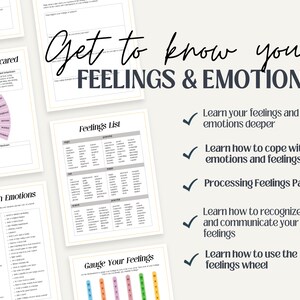 Feelings Wheel Workbook Printable Emotion Journal Therapy Worksheet ...