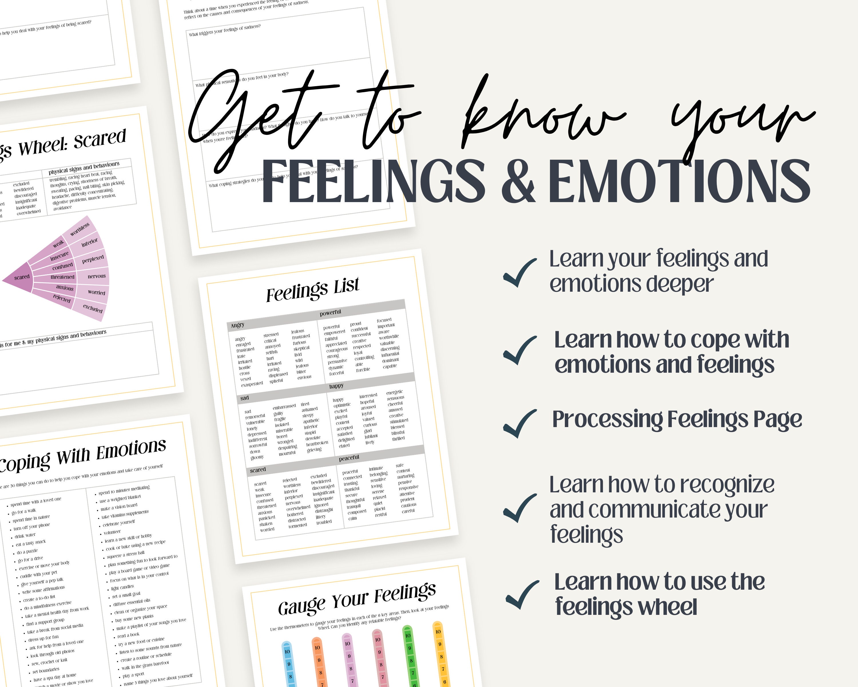 Feelings Wheel Workbook Printable, Feelings Wheel Worksheets, Feelings ...