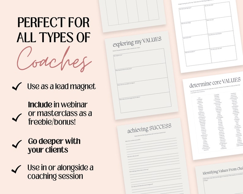 Core Values Workbook Canva Template: Life Coaching Tools (digital ...