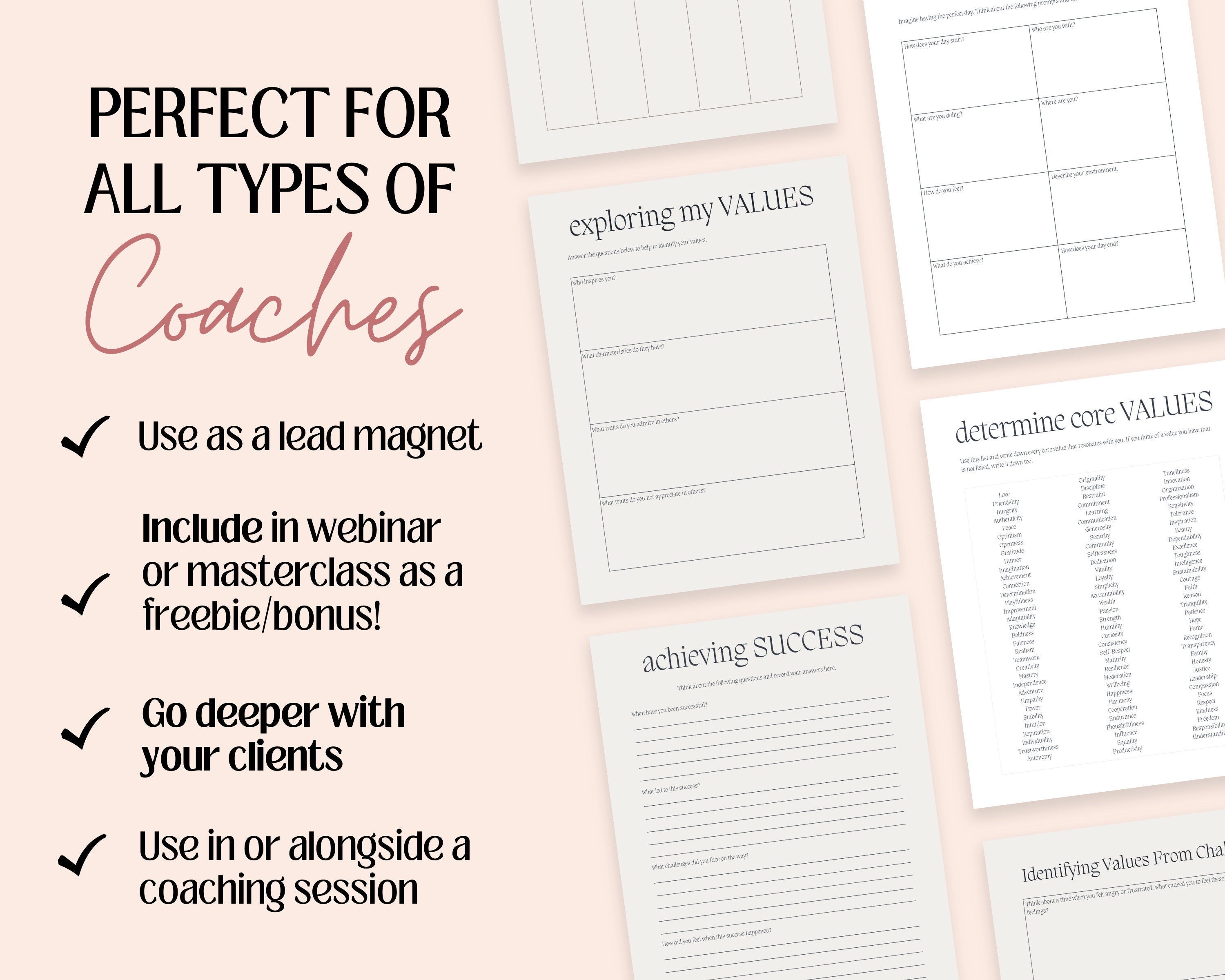 Core Values Workbook Canva Template: Life Coaching Tools (digital ...