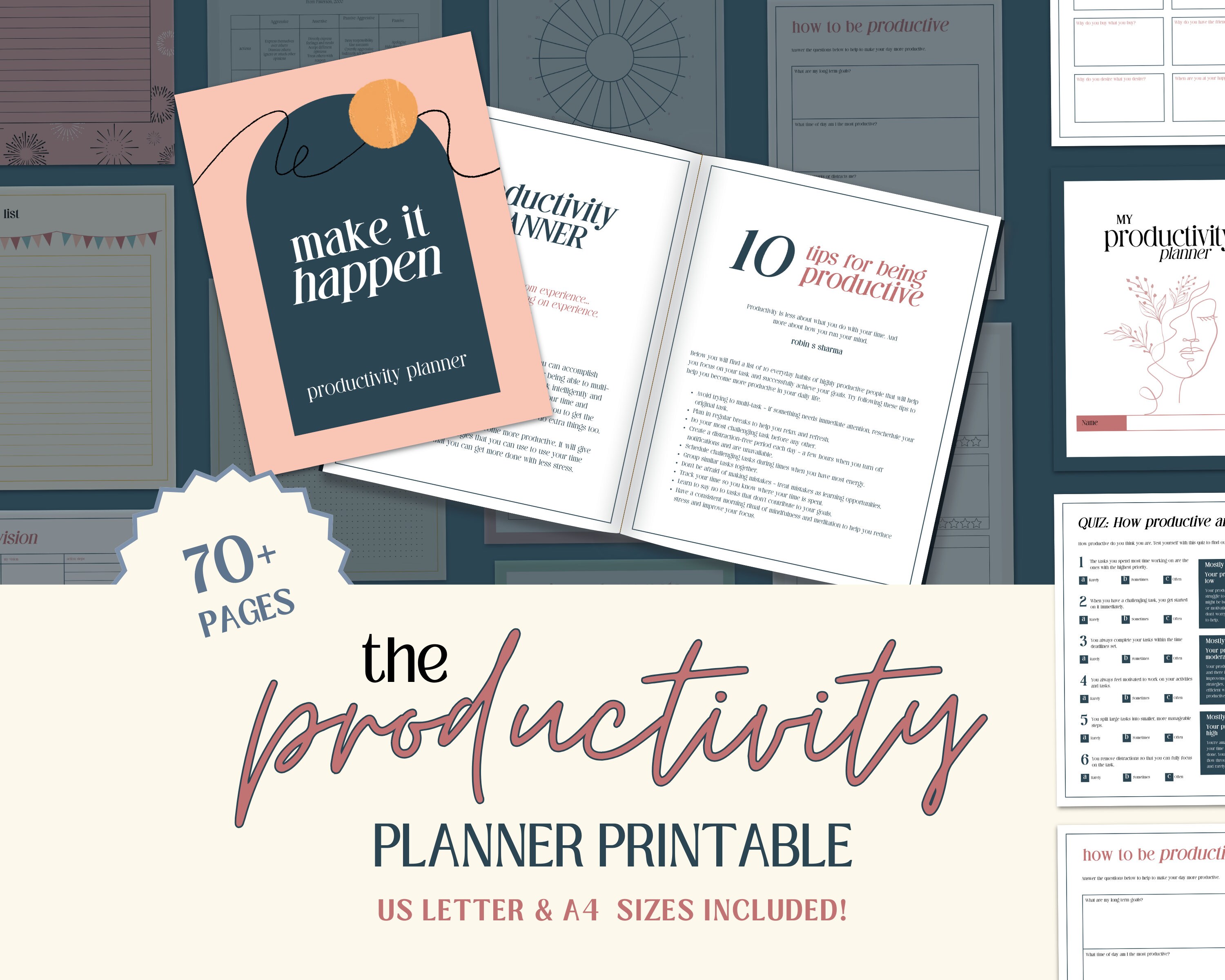 Productivity Planner Printable, Printable Planner, Productivity Journal ...