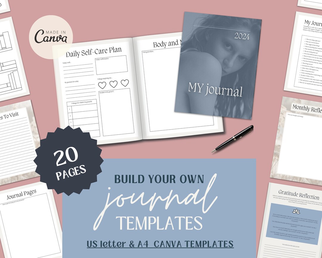 Canva Journal Template Set 20 Digital Journal or Printable Pages Letter ...