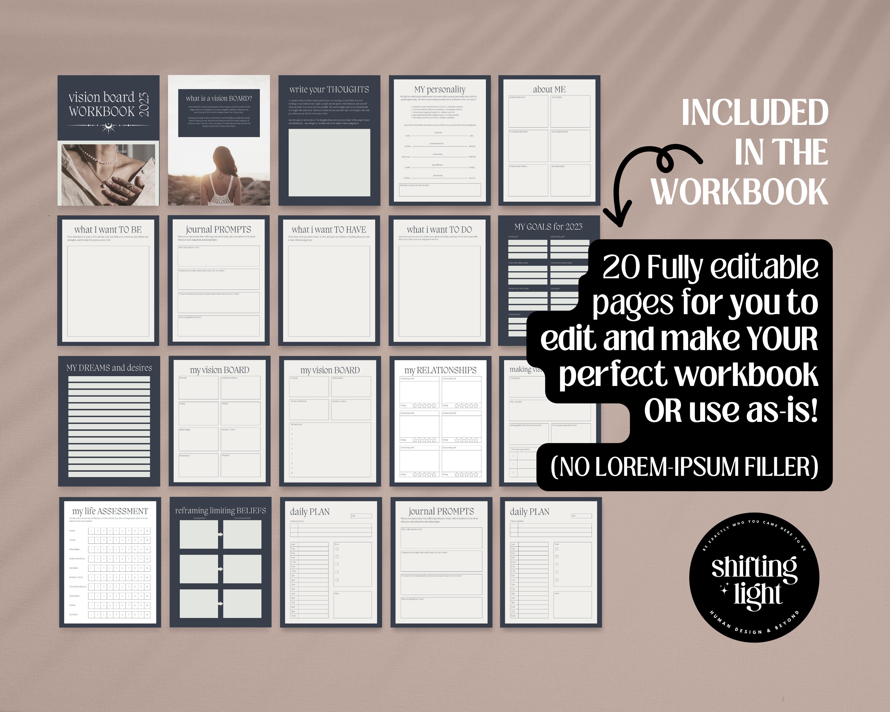 Vision Board Workbook Canva Template Manifestation Workbook - Etsy UK