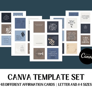 Affirmation Card Templates, Canva Templates, Positive Affirmation Cards ...