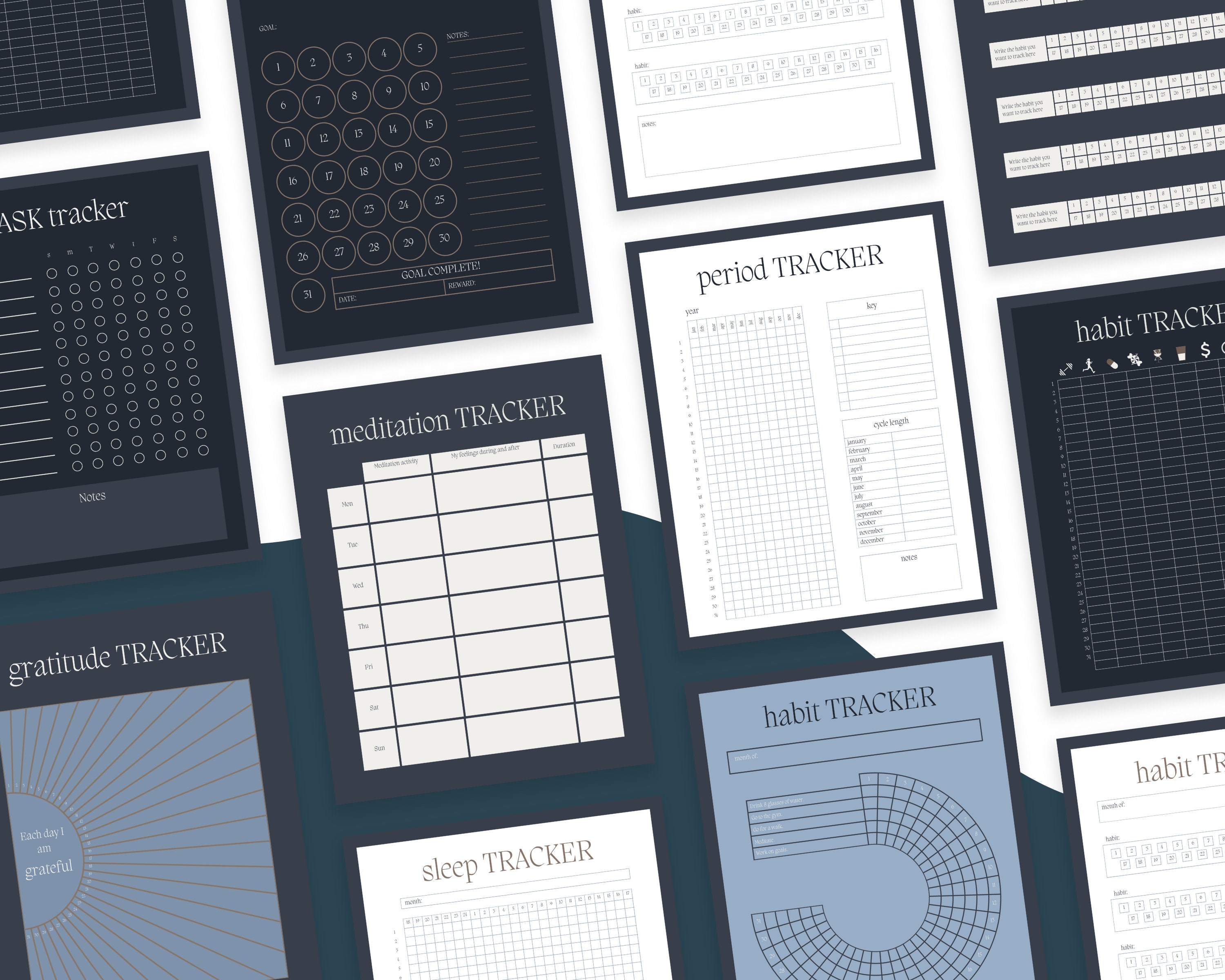 Tracker Template Bundle, Habit Tracker Printable, Sleep Tracker, Mood ...