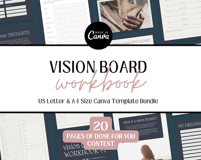 Vision Board Workbook Canva Template, Manifestation Workbook, Vision ...