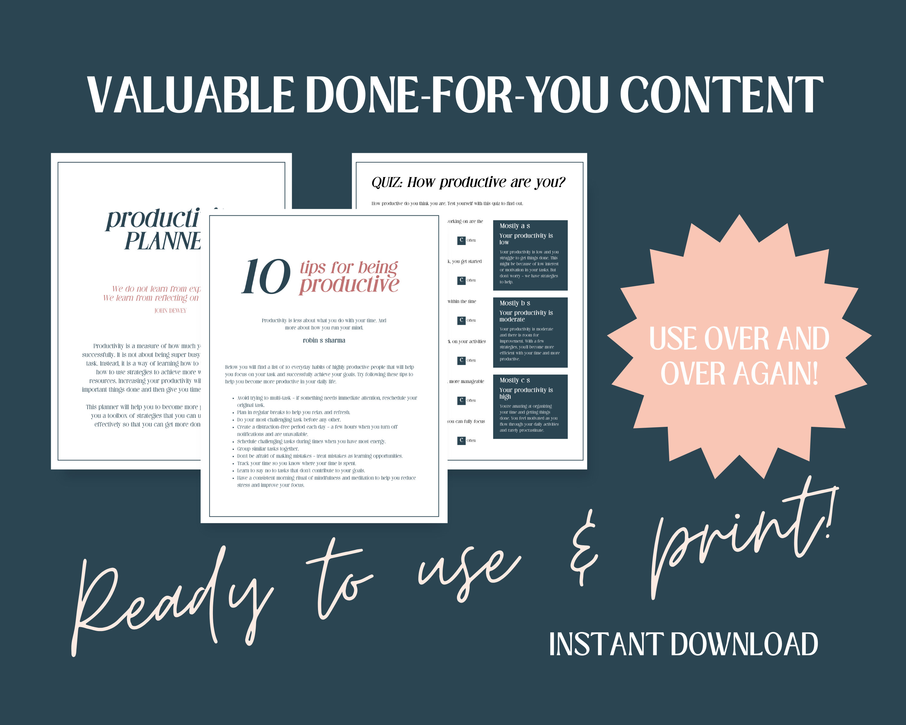 Productivity Planner Printable, Printable Planner, Productivity Journal ...