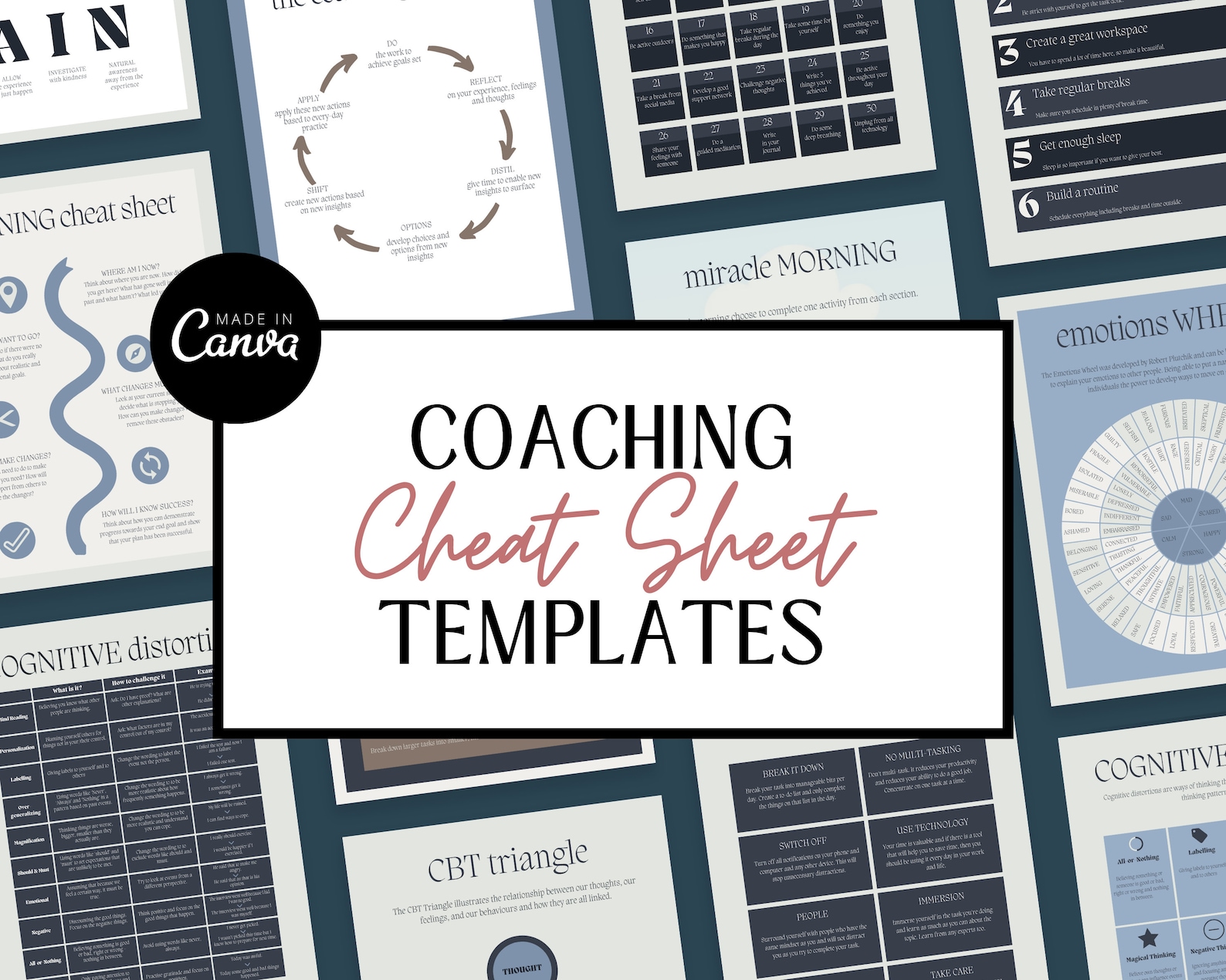 Coaching Worksheet Template Bundle, Coaching Cheat Sheets, Life ...
