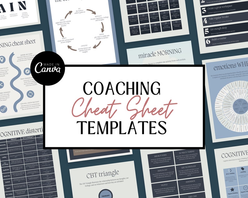 Coaching Worksheet Template Bundle, Coaching Cheat Sheets, Life ...