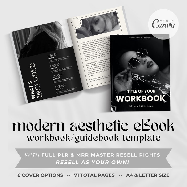 MRR Modern Aesthetic Workbook With Photos, Ebook Template, Workbook ...