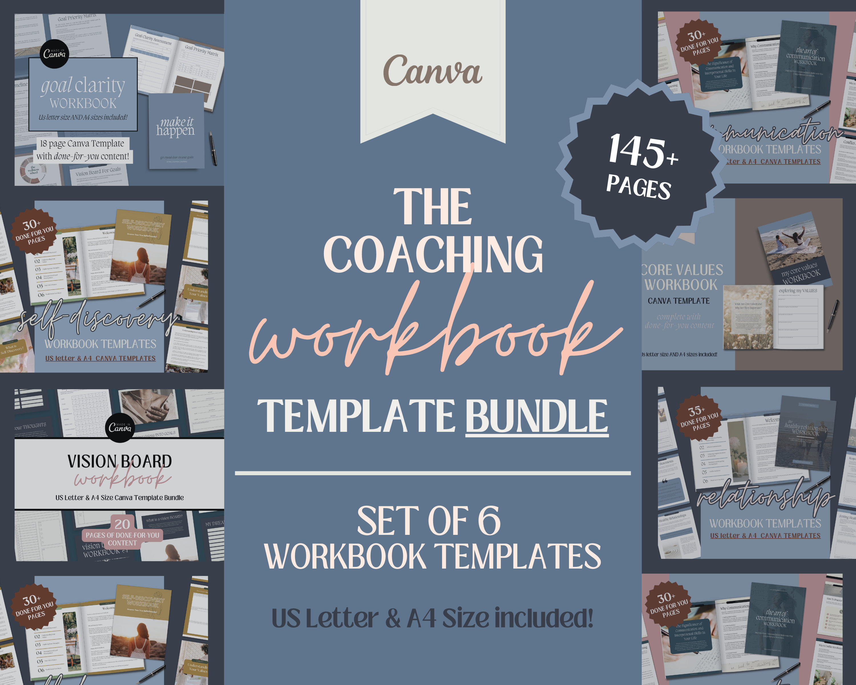Coaching Workbook Canva Template Bundle, Done-for-you, Coaching Canva ...