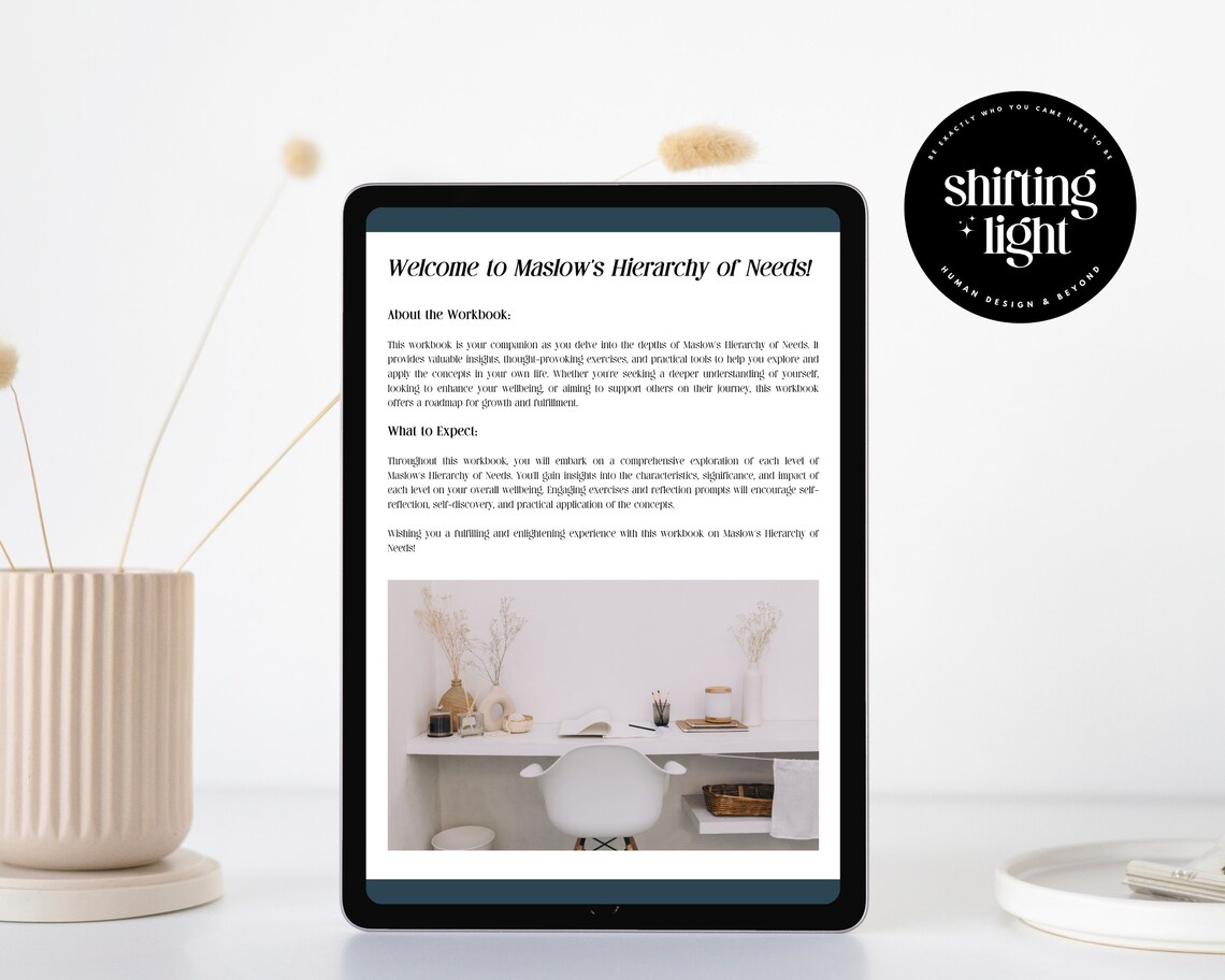 Maslow's Hierarchy of Needs Workbook Printable, Printable Workbook ...