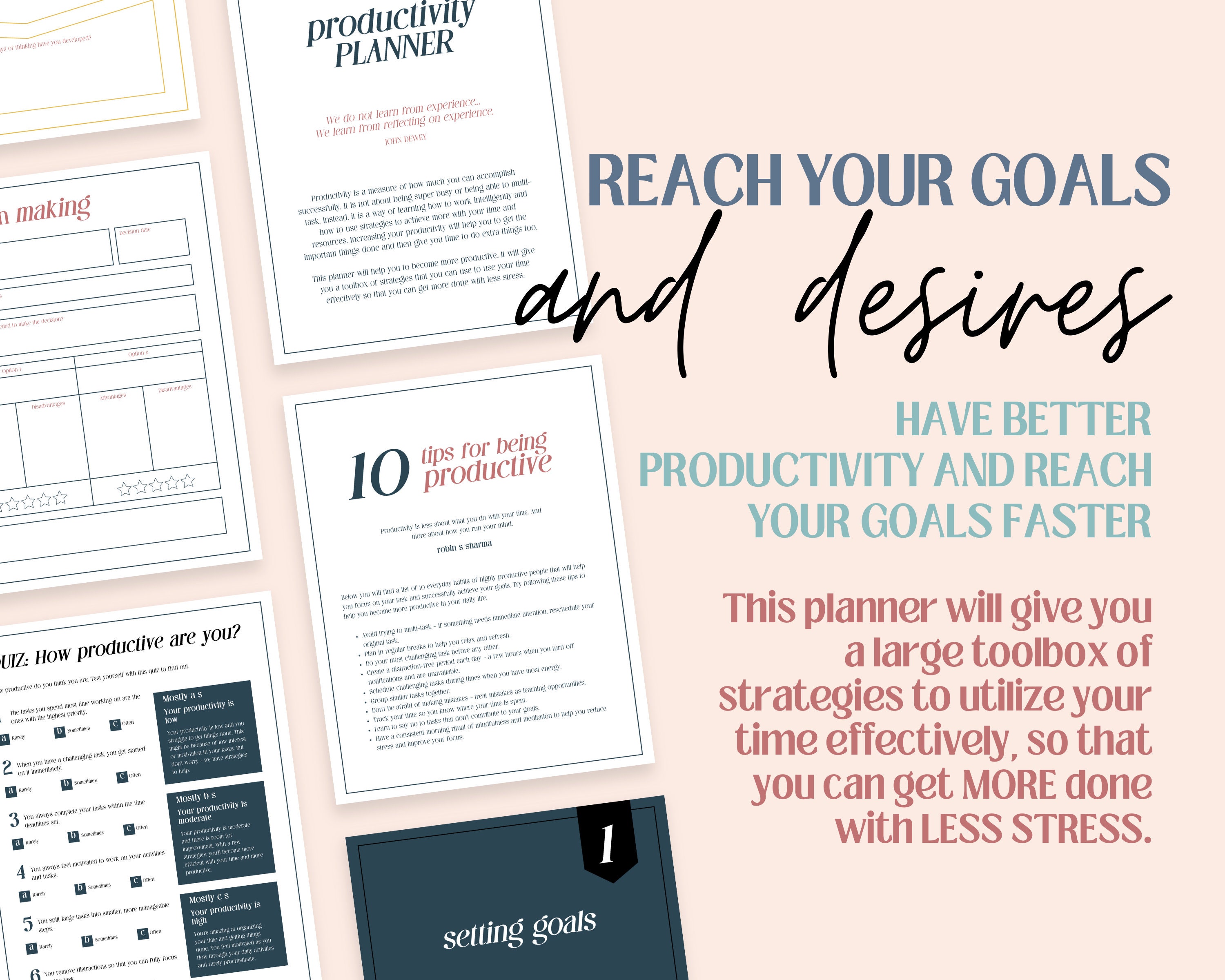 Productivity Planner Printable, Printable Planner, Productivity Journal ...