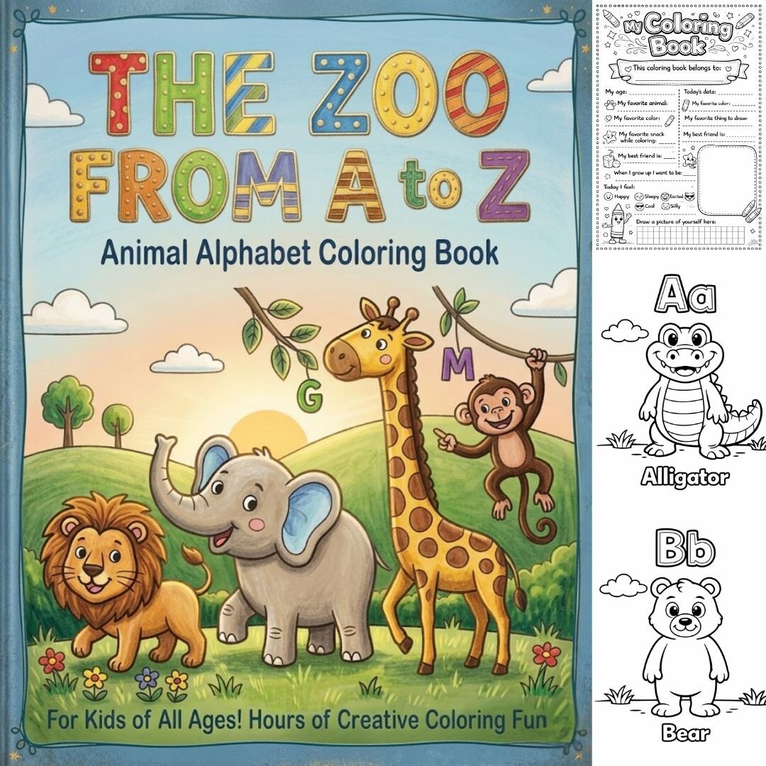 Animal Alphabet Coloring Book | Educational PDF Activity (digital ...
