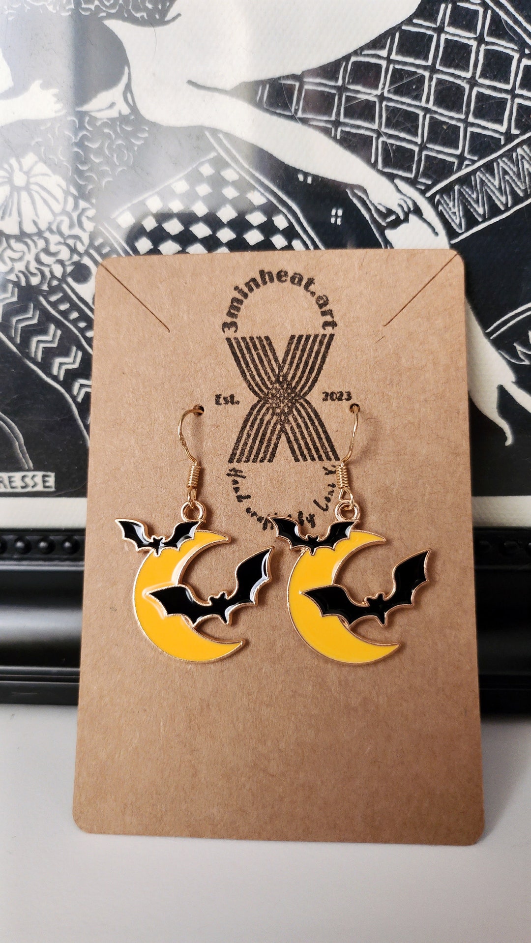 MYTHICAL POWER Halloween Special Batty Night Enamel Earrings With 925 ...