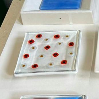 Kiln Formed Dotted Square Glass Dish - Etsy