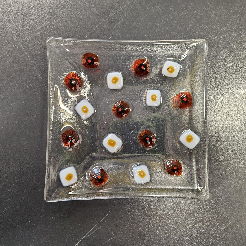 Kiln Formed Dotted Square Glass Dish - Etsy