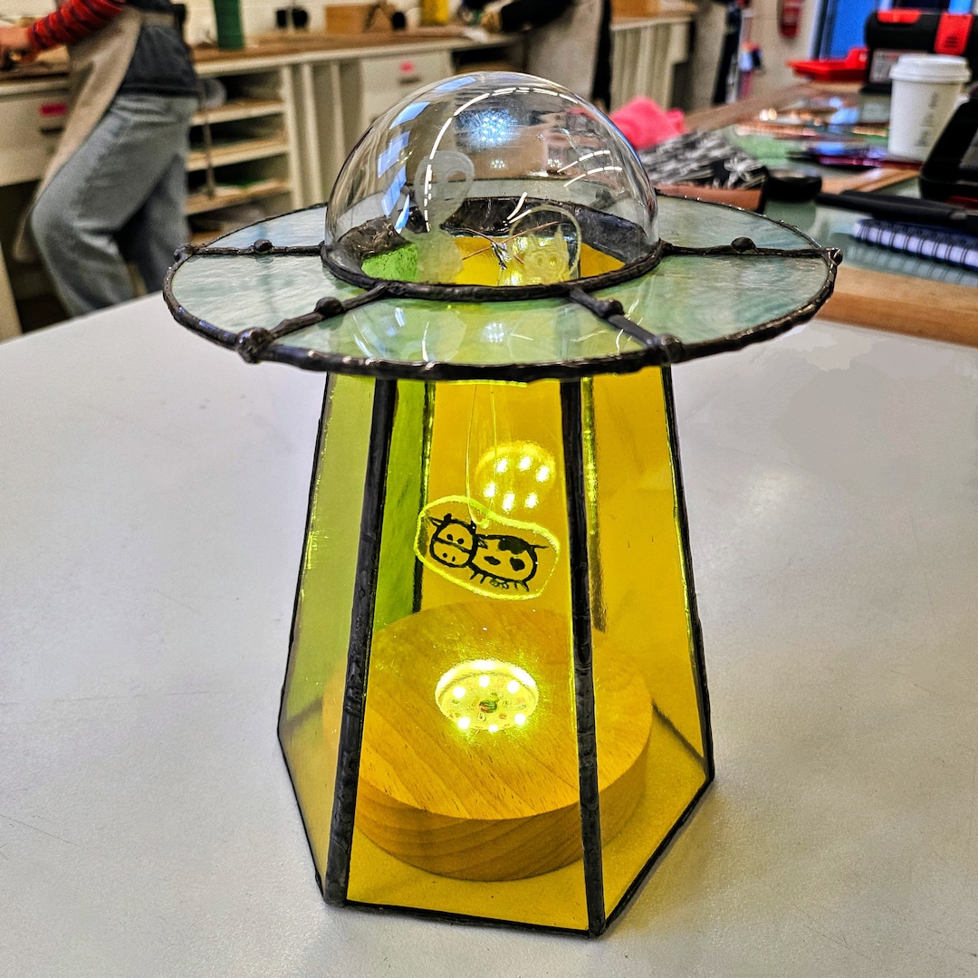 UFO Alien Abduction Stained Glass Candle Shade Lamp Shade - Etsy