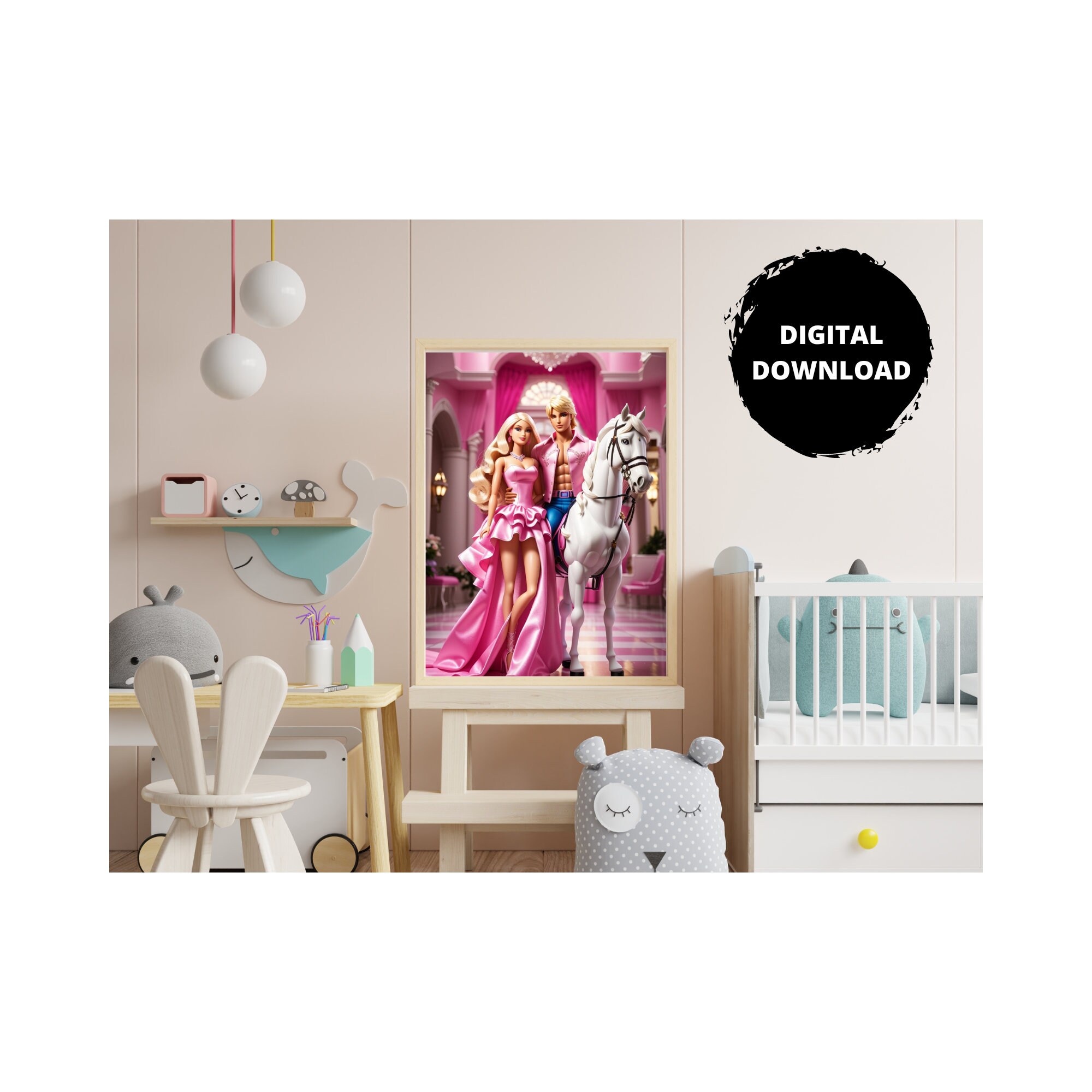 Barbie Wall Art Barbie Horse Digital Print Barbie Poster Barbie and Ken ...