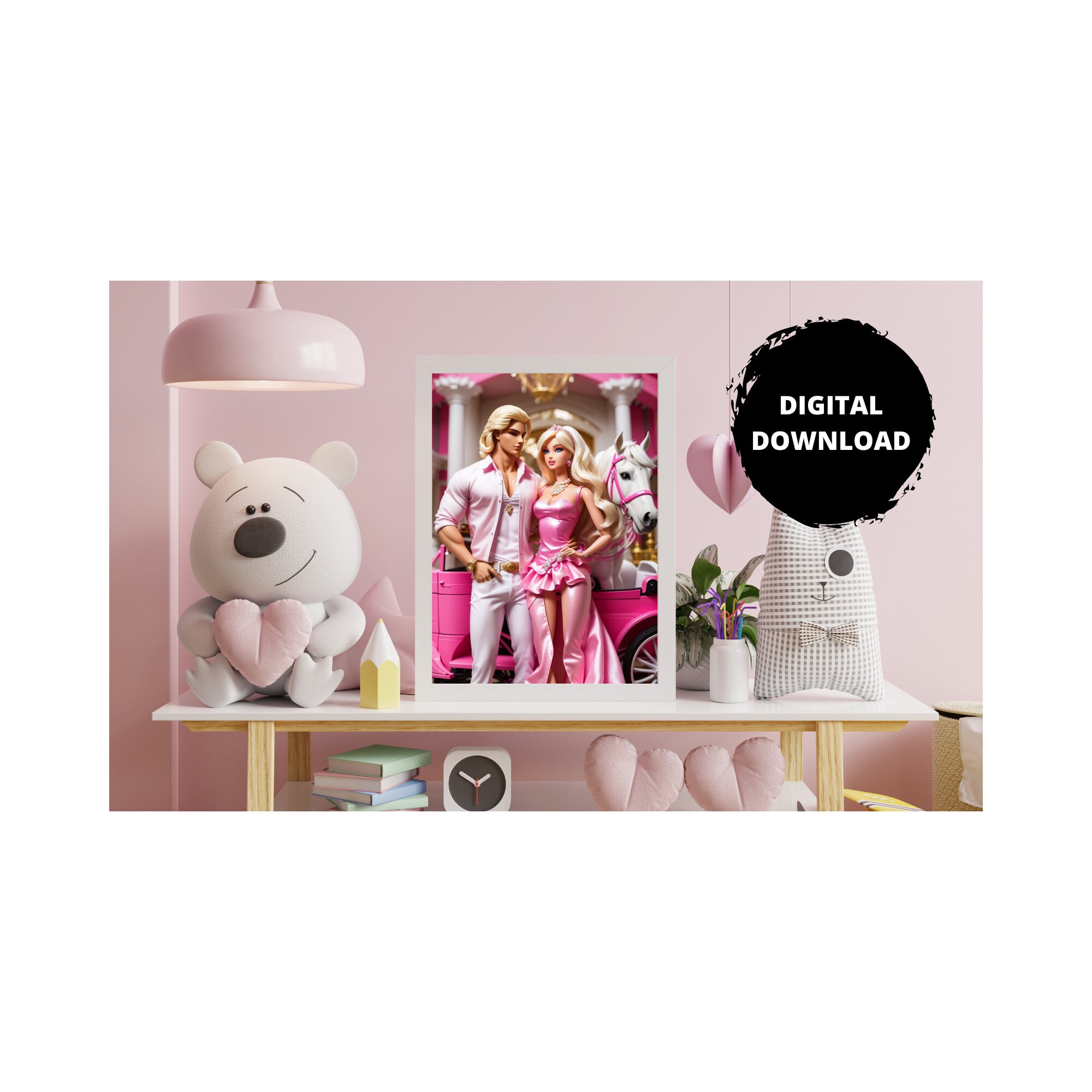 Barbie Wall Art Barbie Horse Digital Print Barbie Poster Barbie and Ken ...