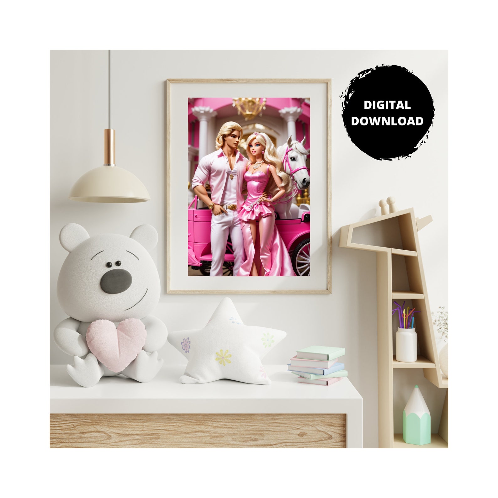 Barbie Wall Art Barbie Horse Digital Print Barbie Poster Barbie and Ken ...