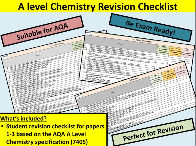 AQA A Level Chemistry Specification Checklist - Etsy
