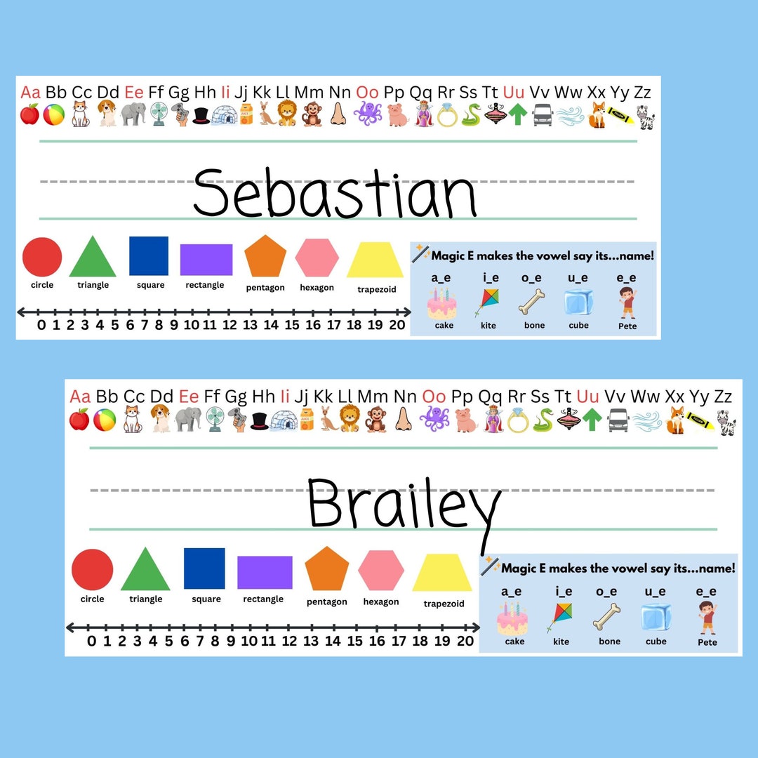 Printable Student Desk Name Plate (magic E, Numbers up to 20, Letters ...
