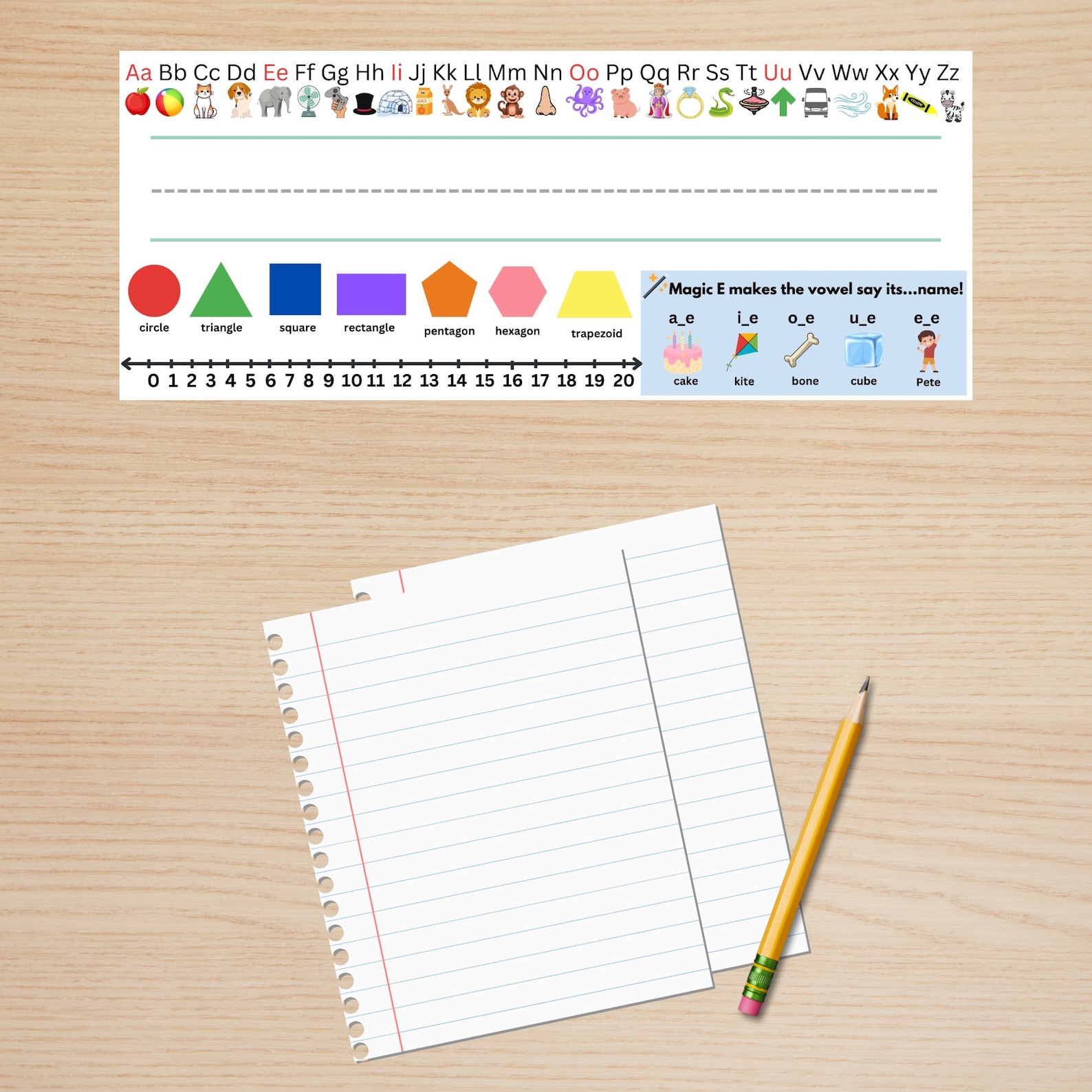 Printable Student Desk Name Plate (magic E, Numbers up to 20, Letters ...