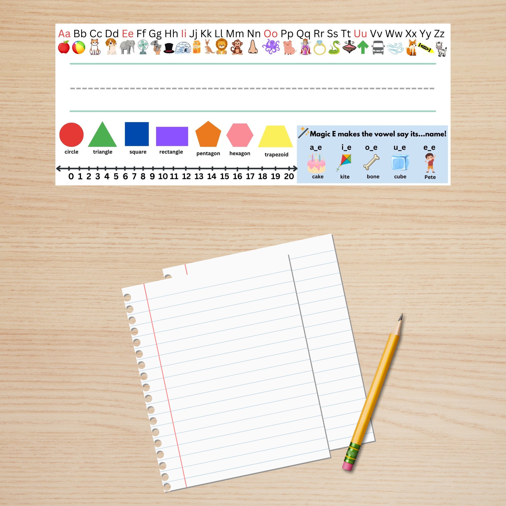 Printable Student Desk Name Plate (magic E, Numbers up to 20, Letters ...