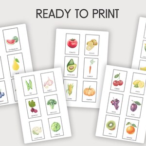 30 Fruits and Vegetables Cards Montessori Flashcards Pre-school Cards ...