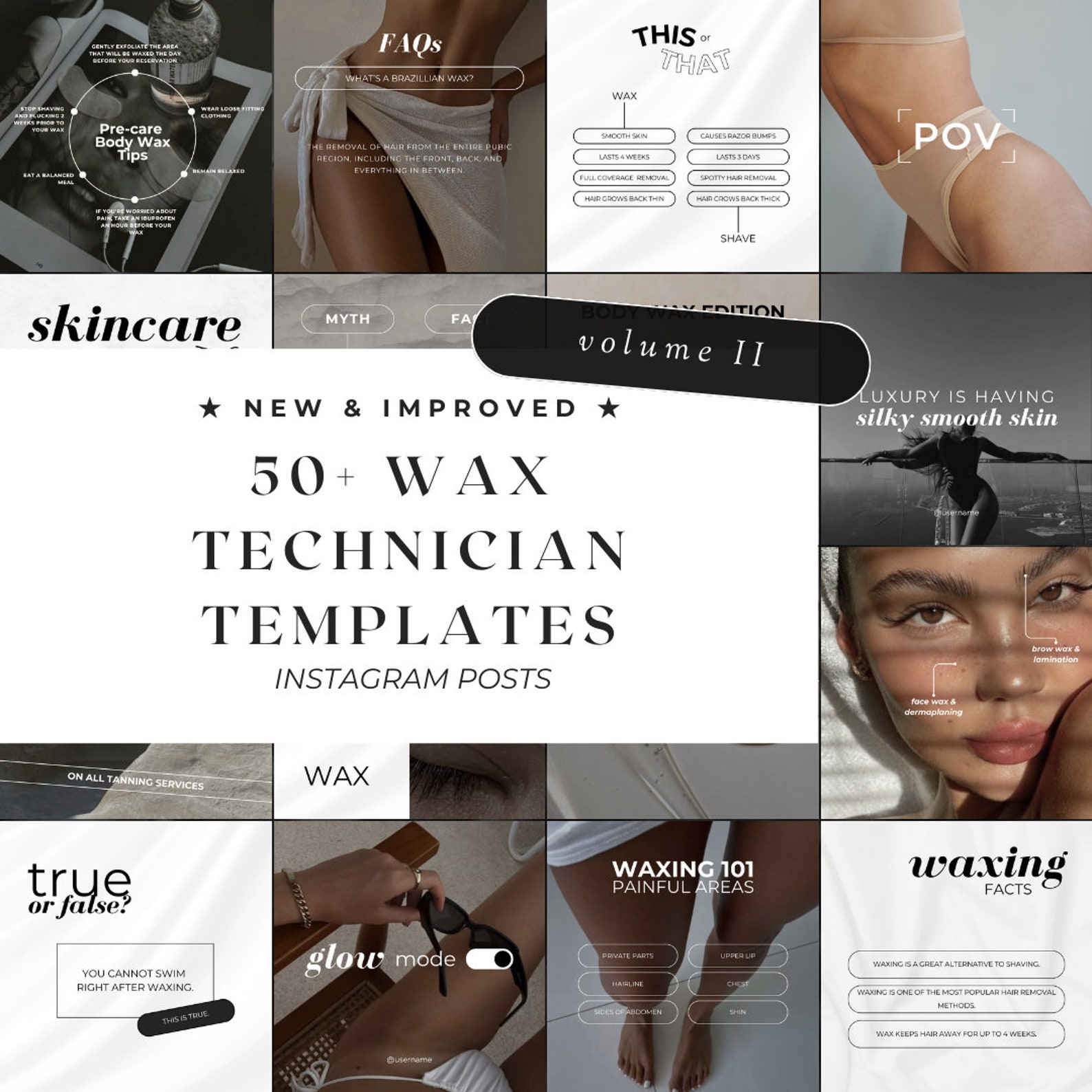 50 Waxing Instagram Templates Hair Removal Posts Waxing Social Media ...