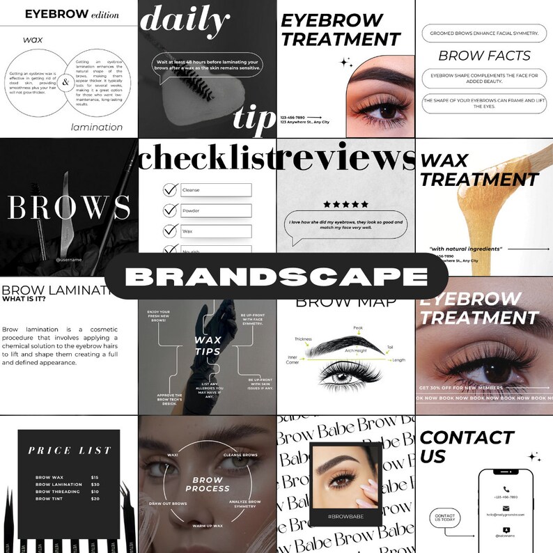 50 Brow Tech Templates Brow Lamination Reels Brow Wax Templates Brow ...