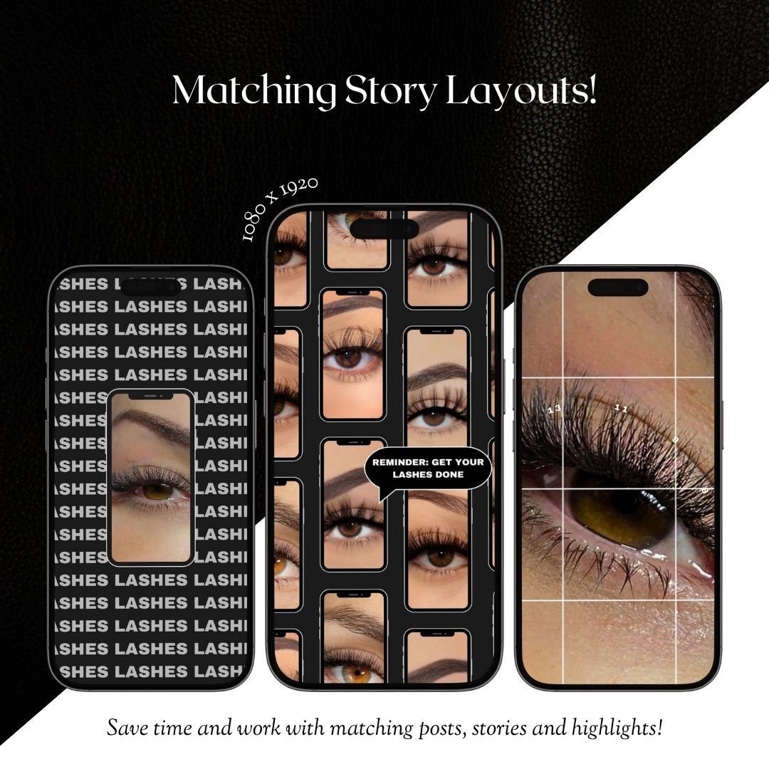 100 Lash Tech Instagram Post and Story Templates Lash Artist Social ...
