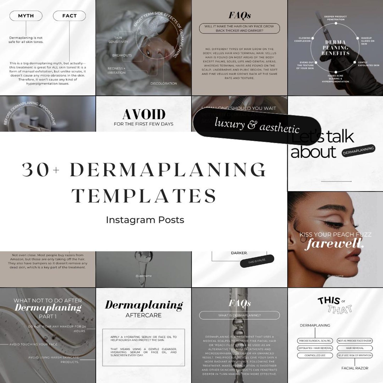 30+ Dermaplaning Instagram Templates | Facial Templates | Esthetician ...