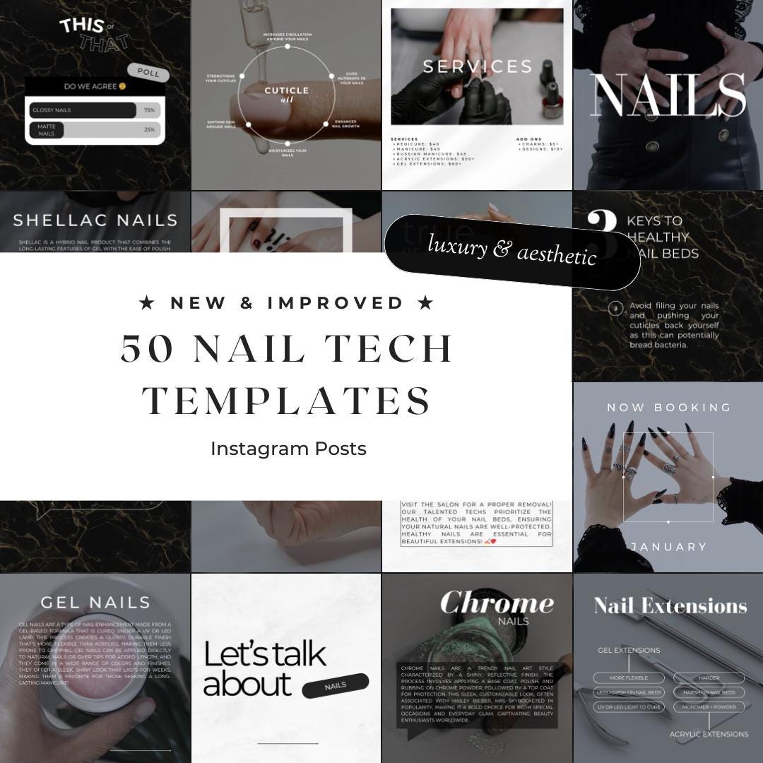 50 Luxury Nail Tech Templates | Nail Artist Instagram Templates | Nail ...