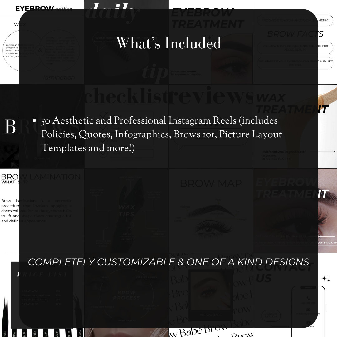 50 Brow Tech Templates Brow Lamination Reels Brow Wax Templates Brow ...