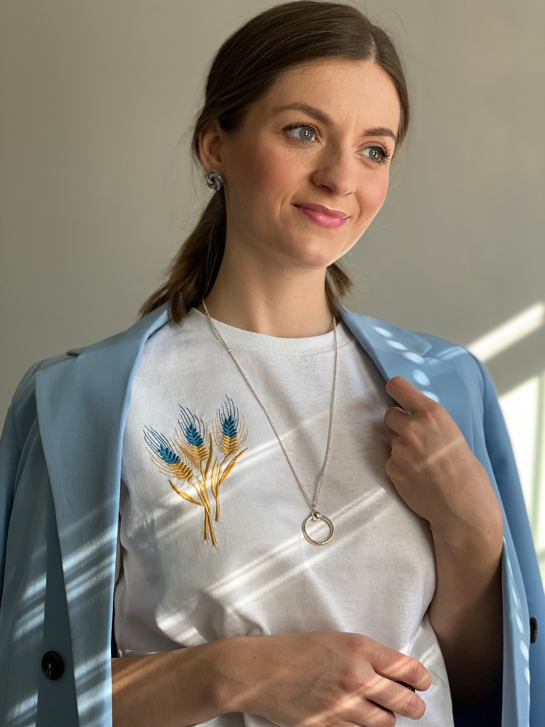 T Shirt Embroidered Ukrainian Ears of Corn, Ukrainian Symbols, Flag ...