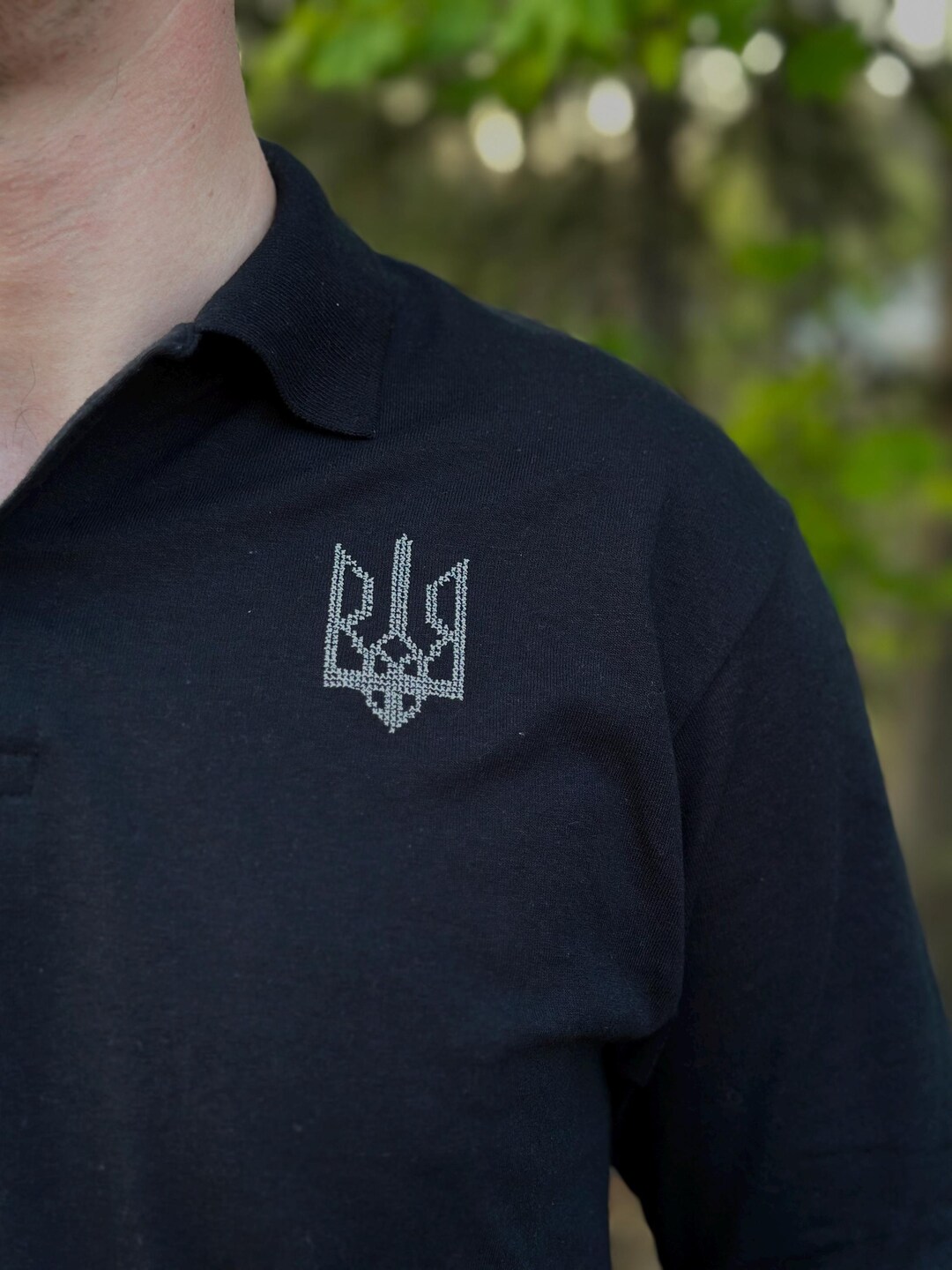 Embroidered Ukrainian Trident Polo Zelensky Style Support Ukraine Mens ...