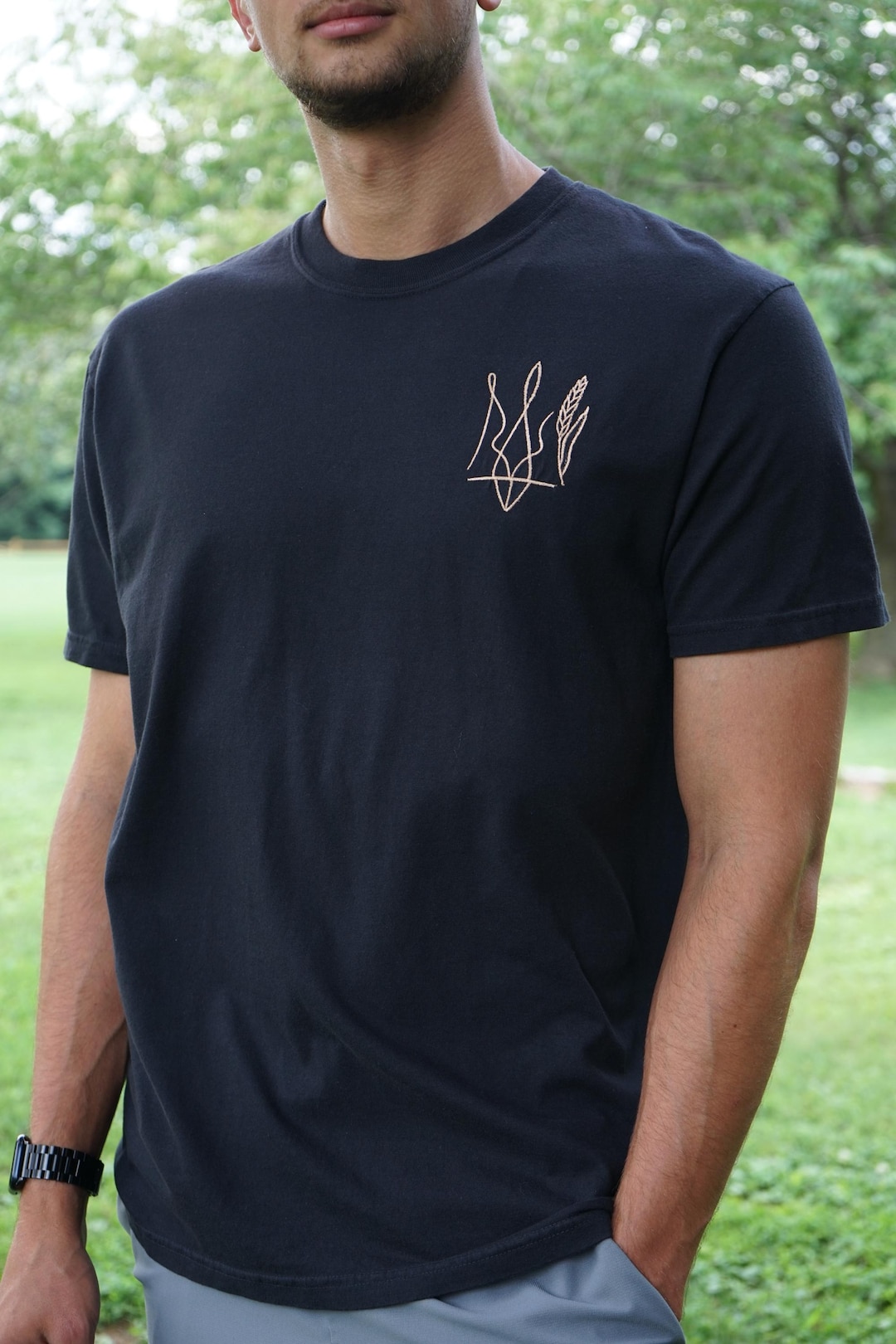 Ukrainian Men T-shirt, Embroidered, Support for Ukraine, Trident ...