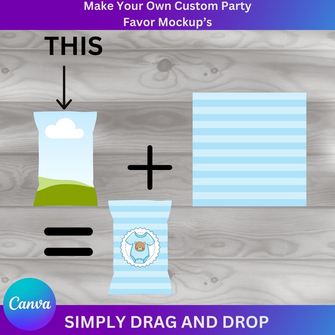 Party Favor Mockup Chip Bag Canva Editable Drag and Drop, Canva Mockup ...