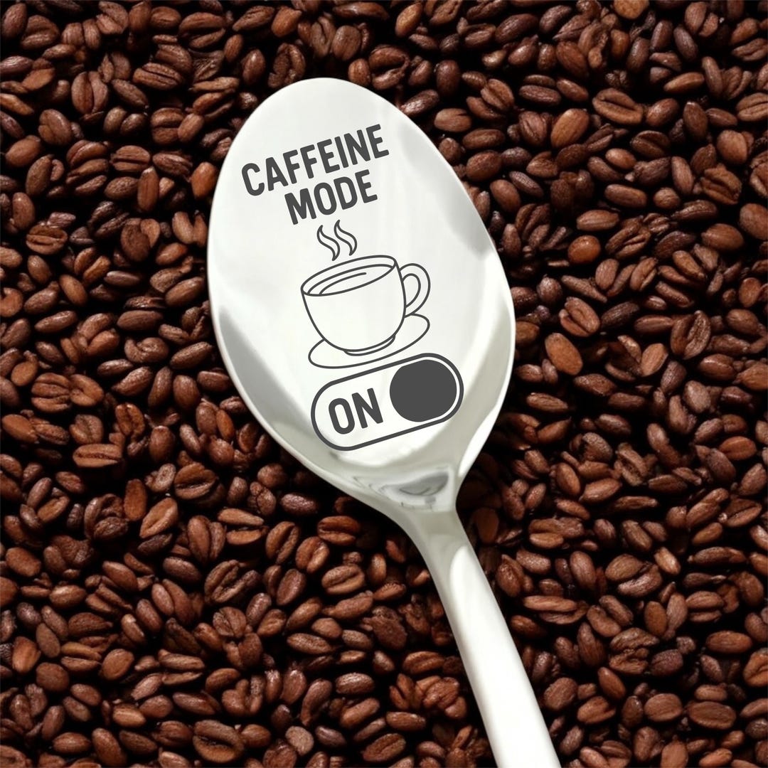 Caffeine Mode on Custom Engraved Spoon, Custom Text Spoon, Personalized ...