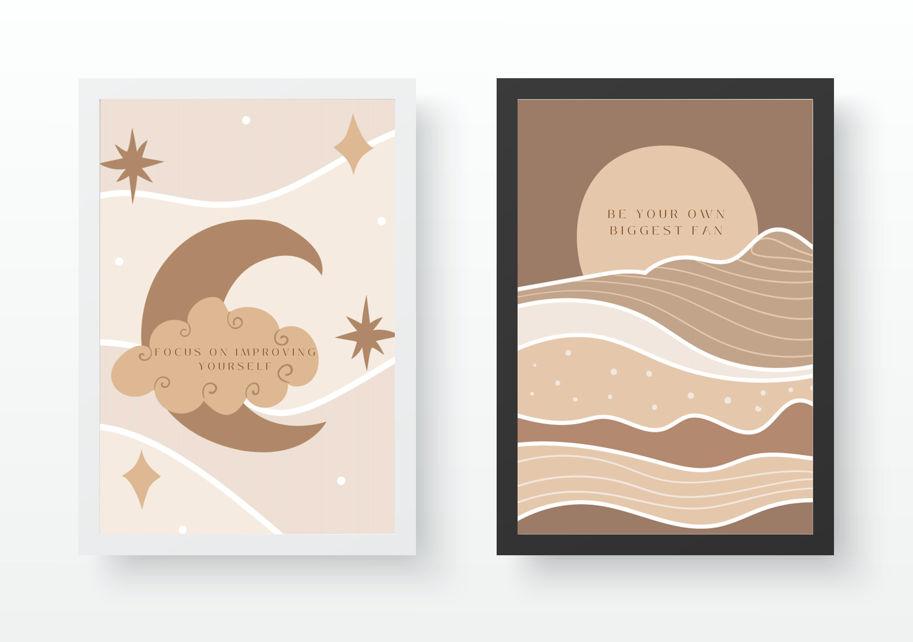 Set of 2 Boho Mental Health Poster Inspirational Wall Art Therapy ...