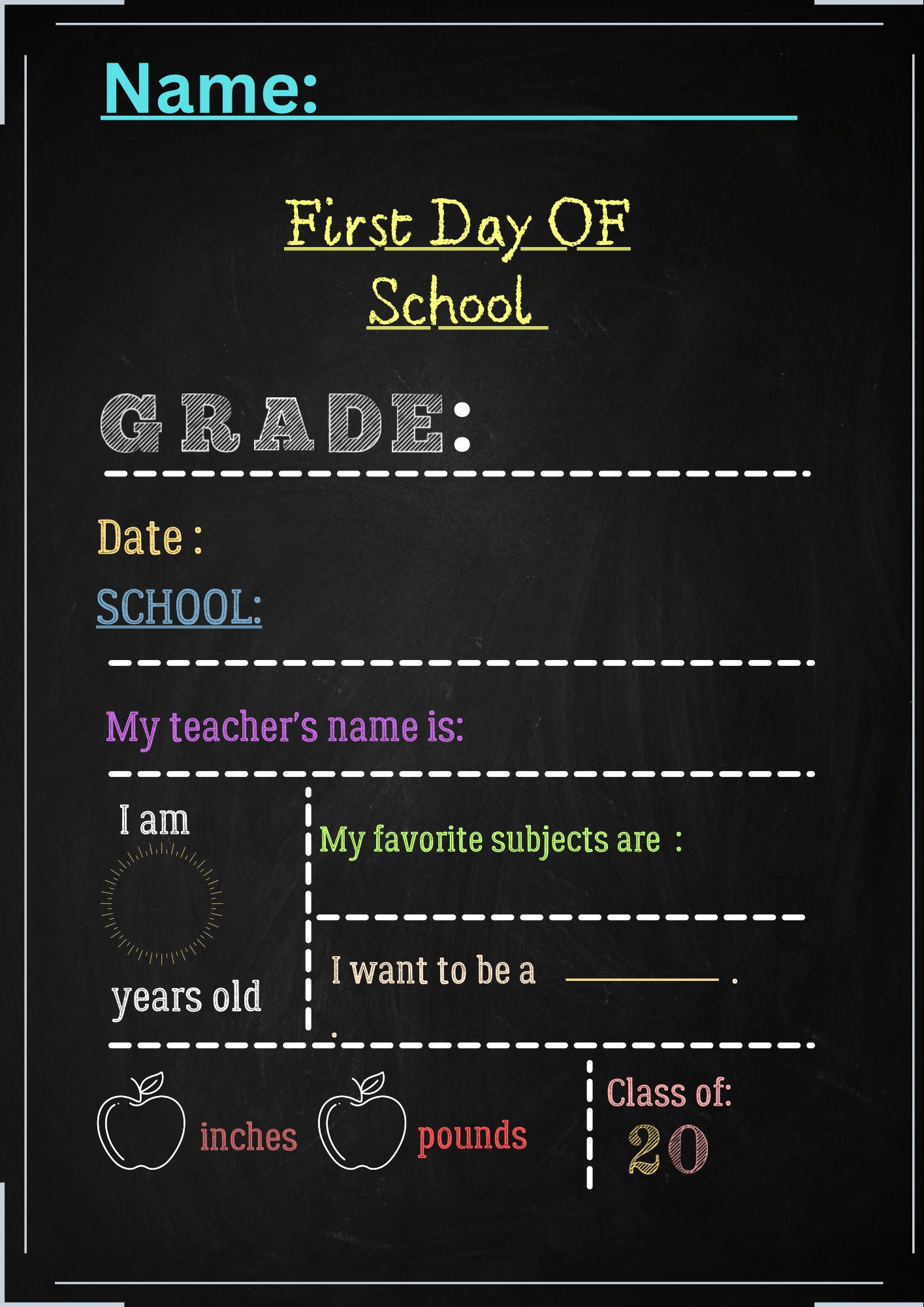 First Day of School Sign/poster - Etsy
