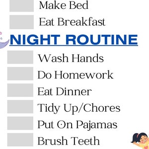 Kids Daily Chore Chart Back to School Morning and Night Routine ...